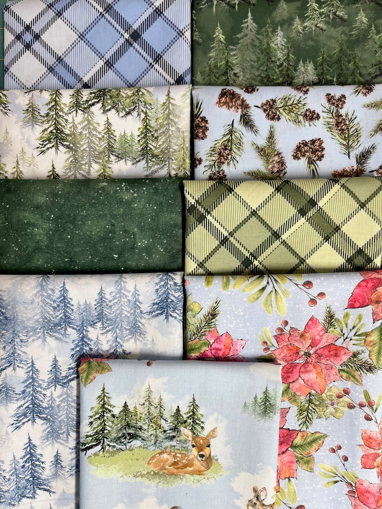 JOYFUL WINTER Lt. Blue + Green 9 fat quarters – Villa Rosa Designs