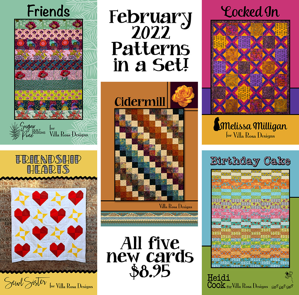 Feb 2022 SET of 5 CARDS – Villa Rosa Designs
